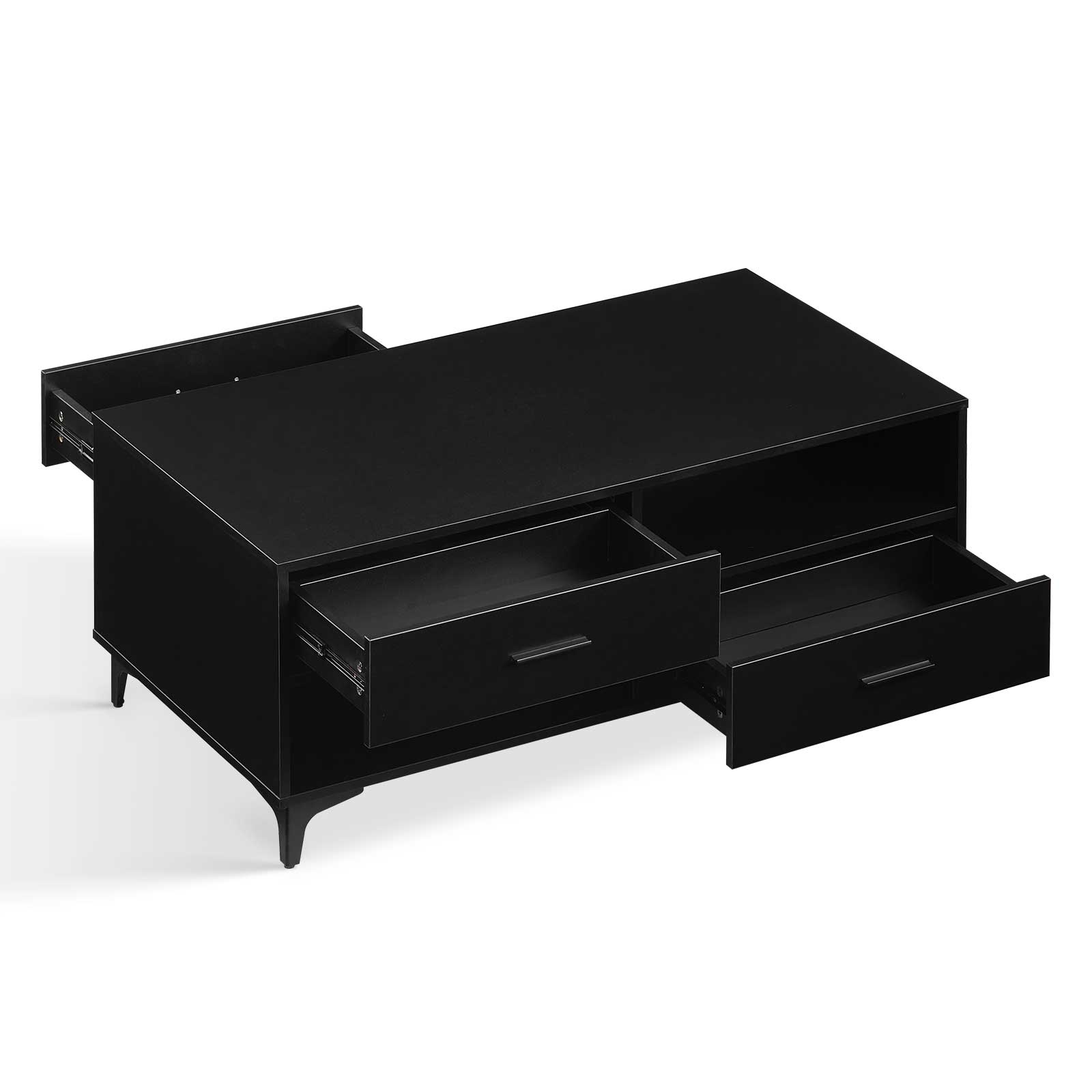 Adamo Modern Coffee Table - Storage Table with Drawers & Open Shelves ...