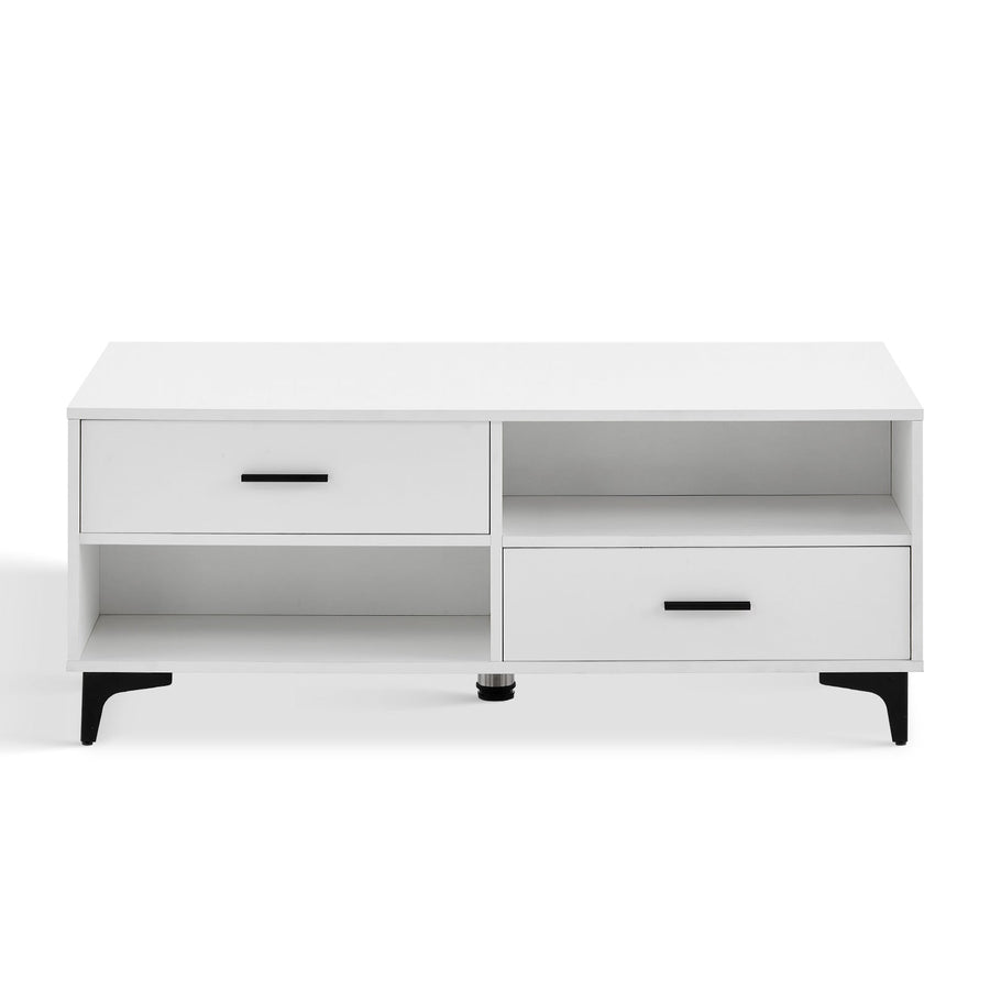 Adamo Modern Coffee Table - Storage Table with Drawers & Open Shelves ...