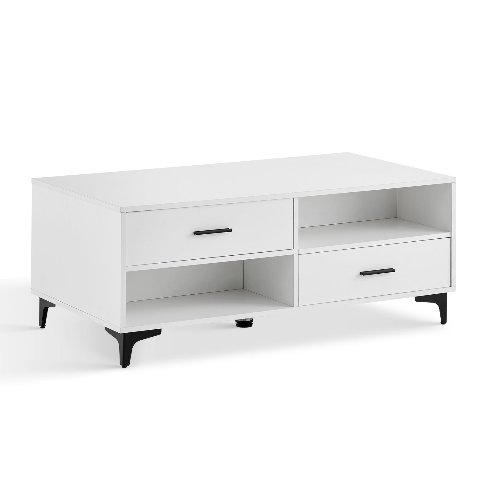 Adamo Modern Coffee Table - Storage Table with Drawers & Open Shelves ...