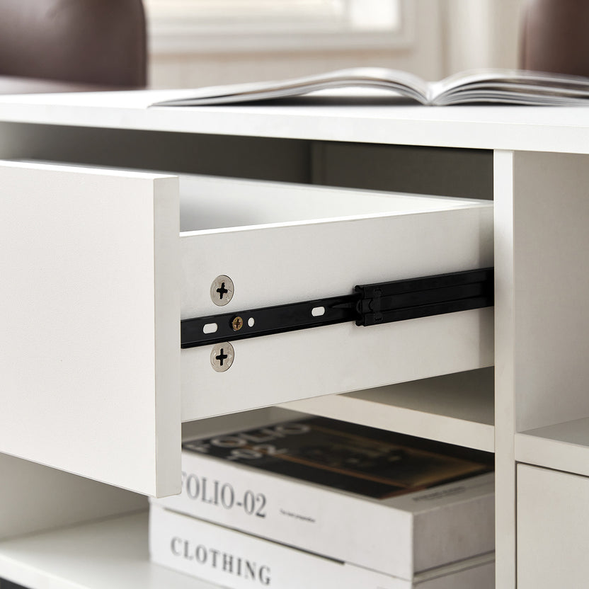 Adamo Modern Coffee Table - Storage Table with Drawers & Open Shelves ...
