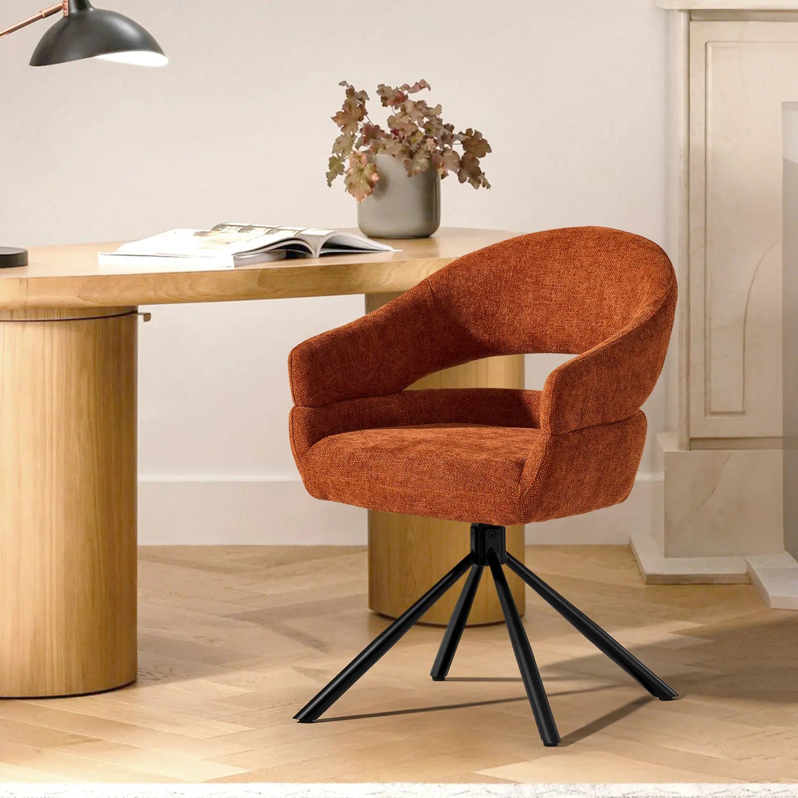 Swivel Chair|Modern Fabric Dining Chair No Wheels, Single Chair-Clarice ...