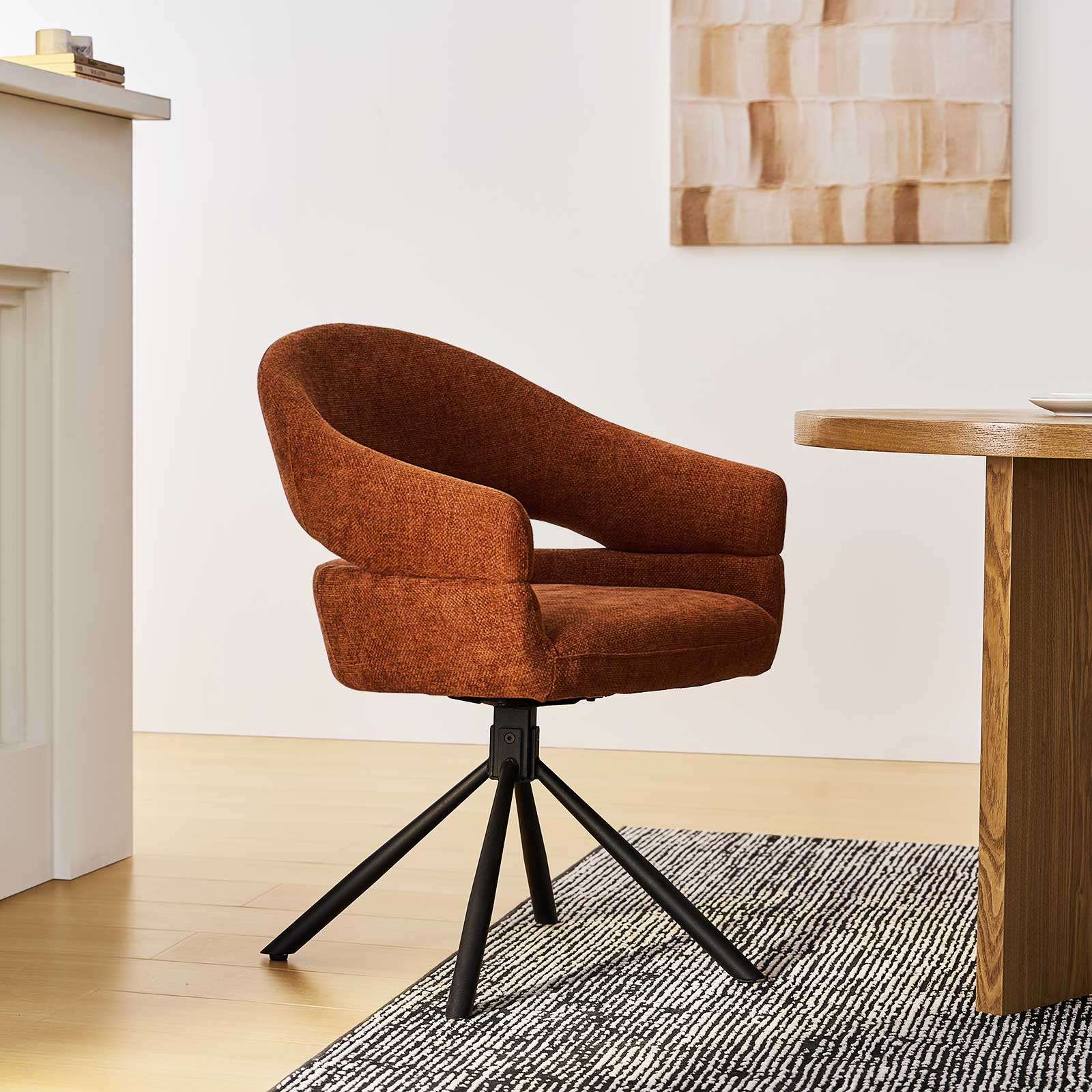 Dining Chairs|Clipop Upholstered Swivel Armchair Set of 4, Olive Green ...