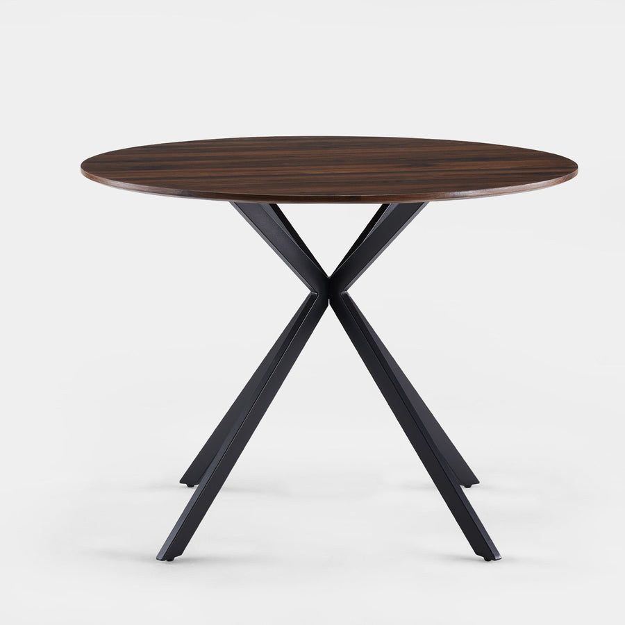 CLIPOP Modern Industrial Round Iron Cross Leg Dining Table 100cm for 4 ...