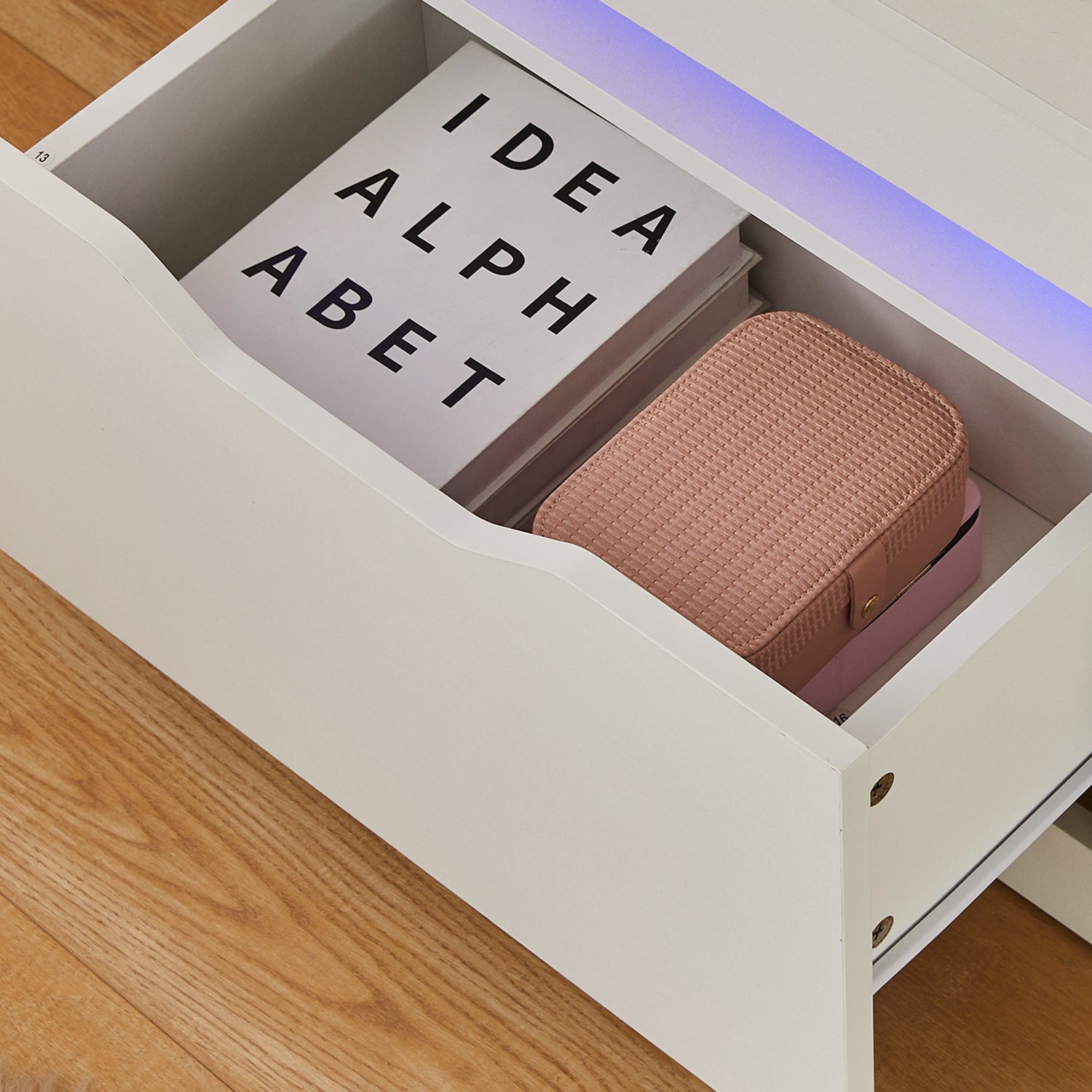 CLIPOP Modern Led Lights High Gloss Bedside Table with Charging Station ...