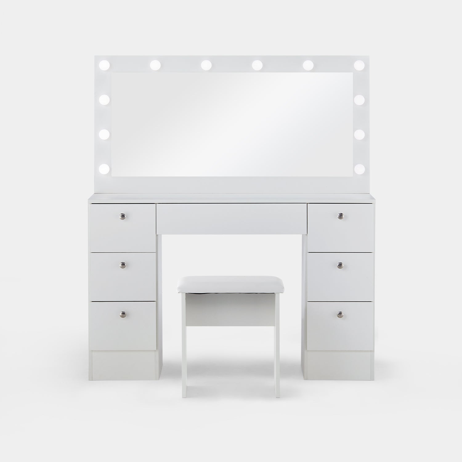 Clipop Hollywood White Dressing Table 3 Colors LED Light Big Desktop ...