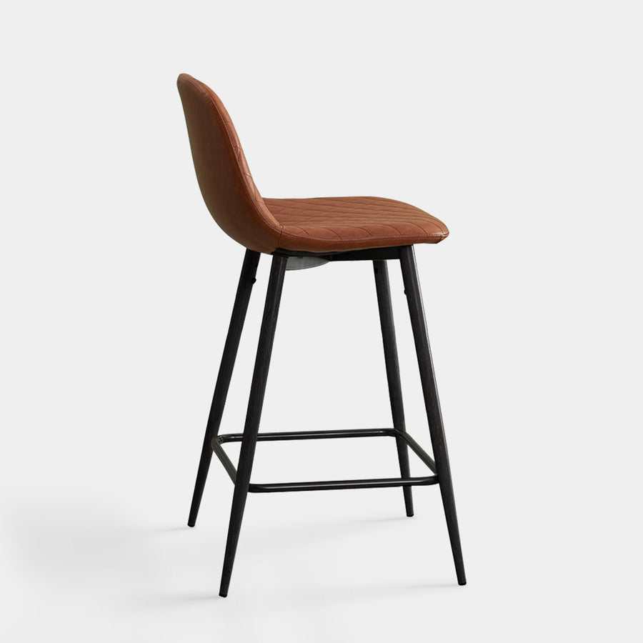 CLIPOP Industrial Barstool with Footrest PU leather Kitchen Stool ...